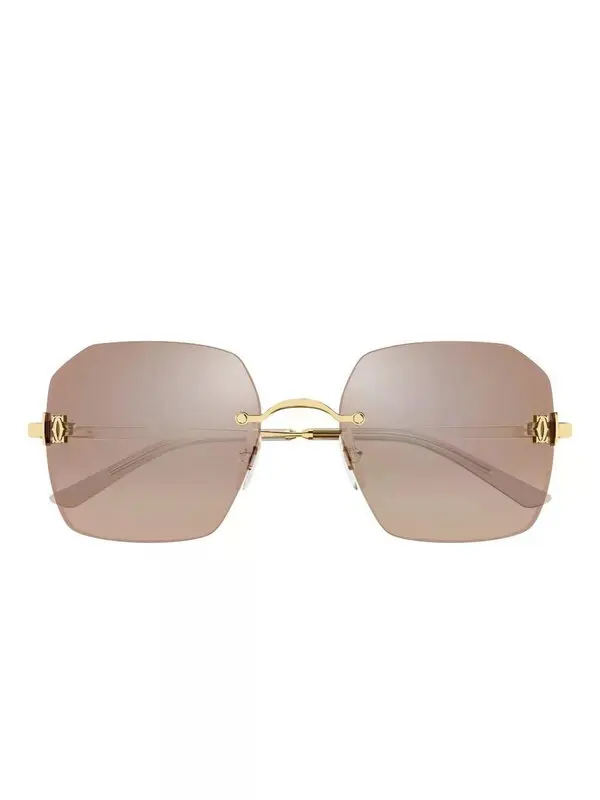 CARTIER Geometric-frame Sunglasses - Gold