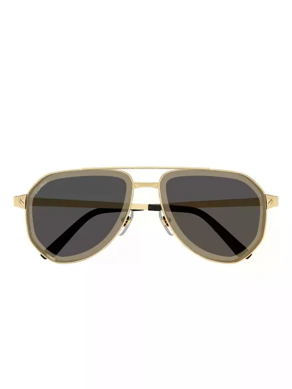 CARTIER Double-bridge Pilot Sunglasses - Gold