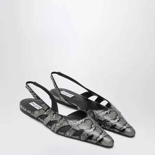 Alaïa Python-effect Slingback Ballerinas