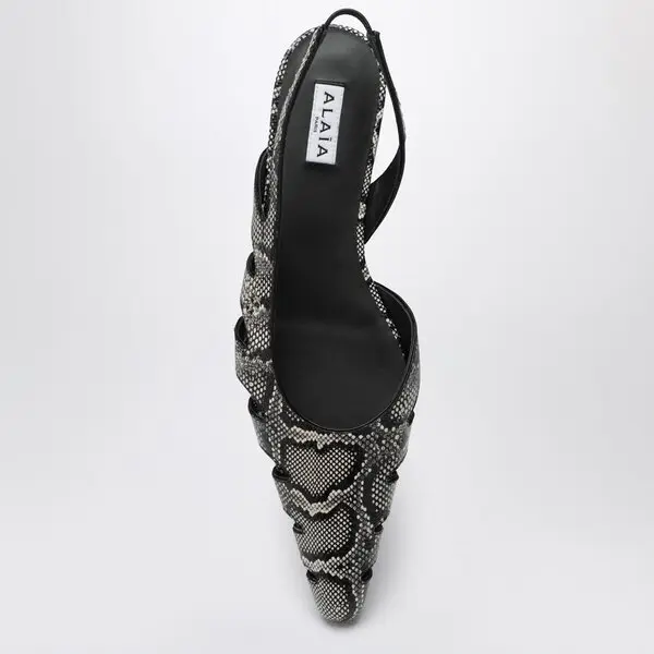 Alaïa Slingback Ballerinas In Python-effect Printed Leather - White