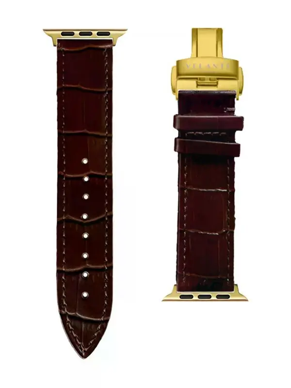 VELANTE Crocodile-embossed Apple Watch Strap - Brown