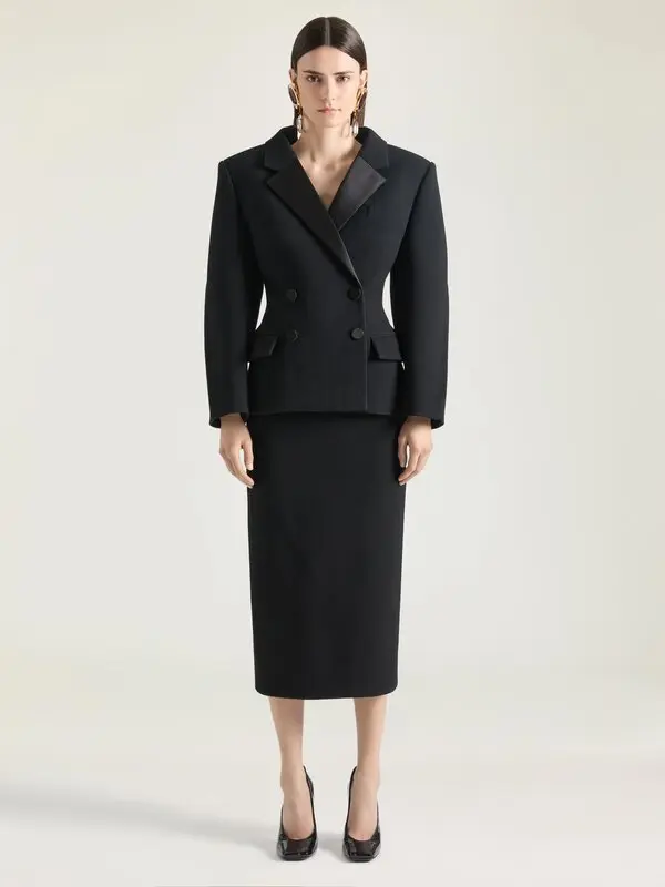 Givenchy Midi Pencil Skirt In Double Wool Crepe