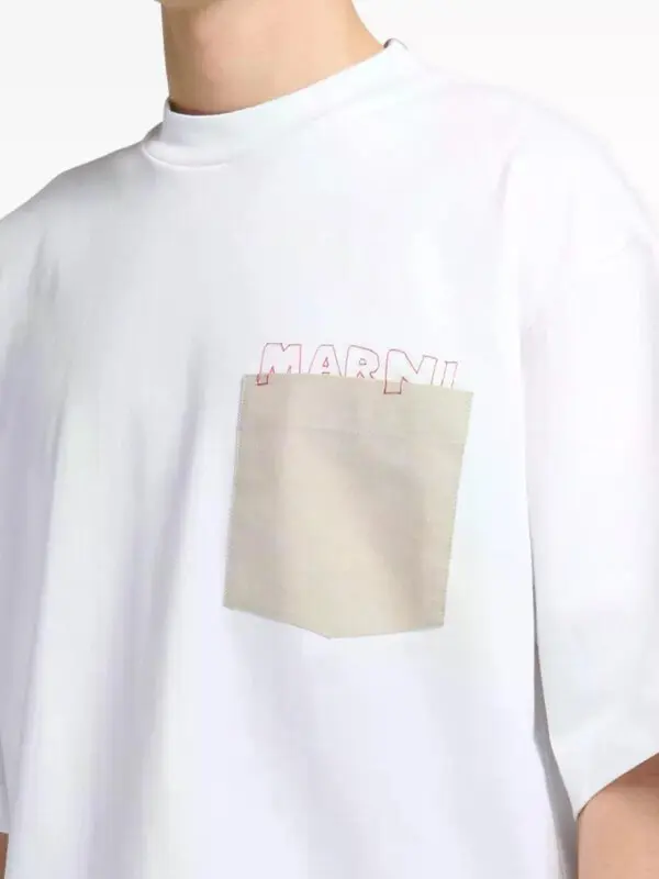 Marni Cotton T-shirt With Contrast Pocket - White