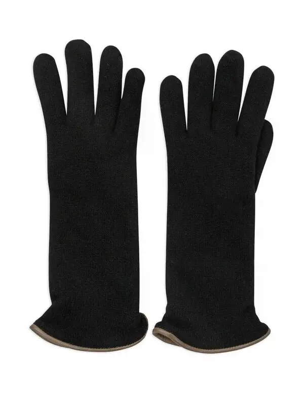 RESTELLI Cuffed Cashmere Gloves - Black