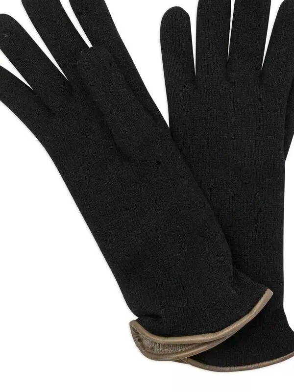 RESTELLI Cuffed Cashmere Gloves - Black