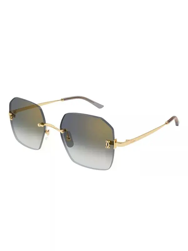 CARTIER Geometric-frame Rimless Sunglasses - Gold