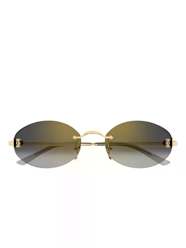 CARTIER Logo-detail Round-frame Sunglasses - Gold