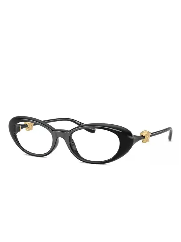 Versace Medusa-detail Oval-frame Eyeglasses - Black
