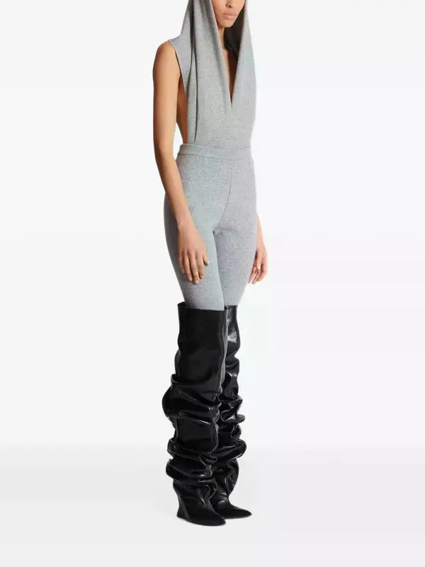 Balmain Draped Hooded Bodysuit - Grey