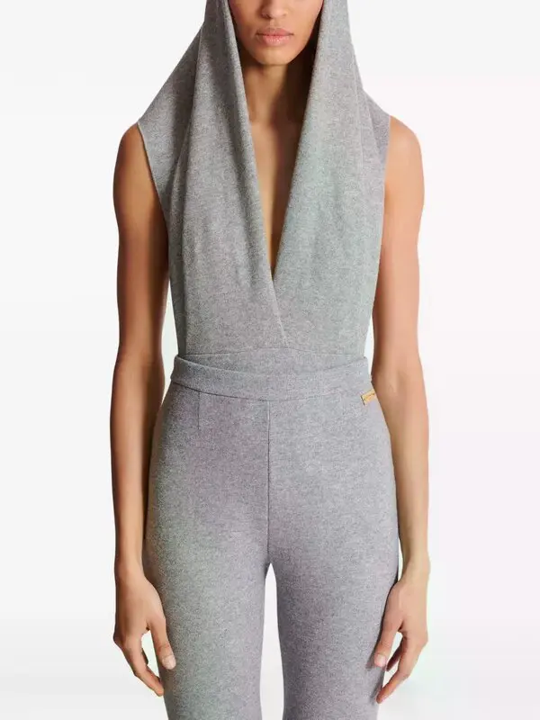 Balmain Draped Hooded Bodysuit - Grey