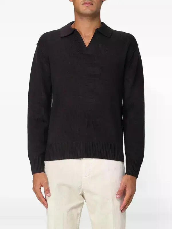 PAOLO PECORA V-neck Knitted Polo Sweater