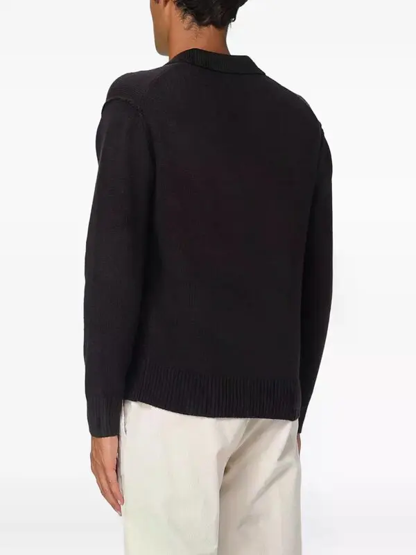 PAOLO PECORA V-neck Knitted Polo Sweater