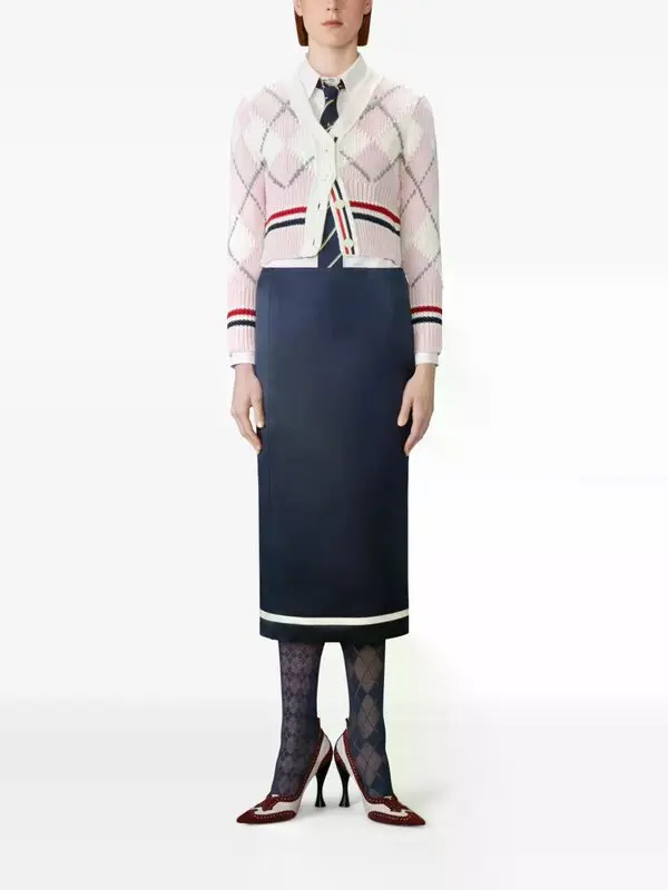 Thom Browne Argyle Intarsia Merino Wool Cardigan - Pink