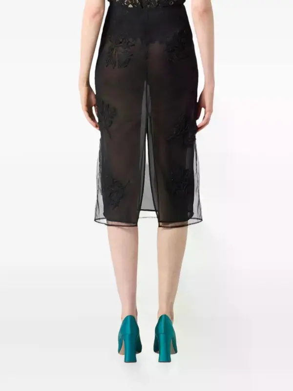 Blumarine Flower-embroidered Midi Skirt