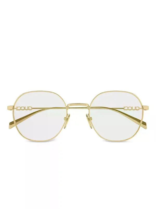 Gucci Logo Round-frame Glasses - Gold
