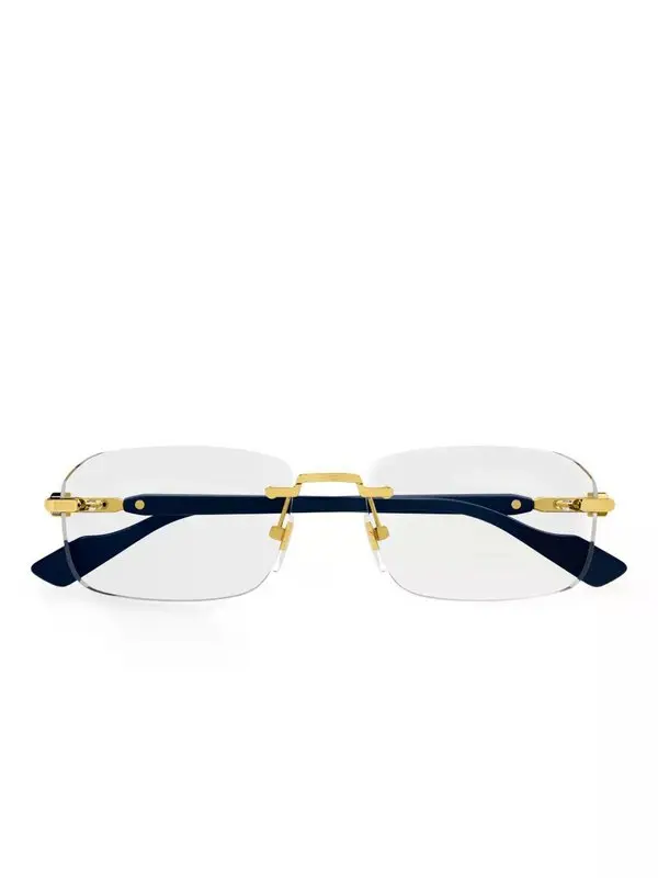 Gucci Logo Detail Rimless Glasses - Gold