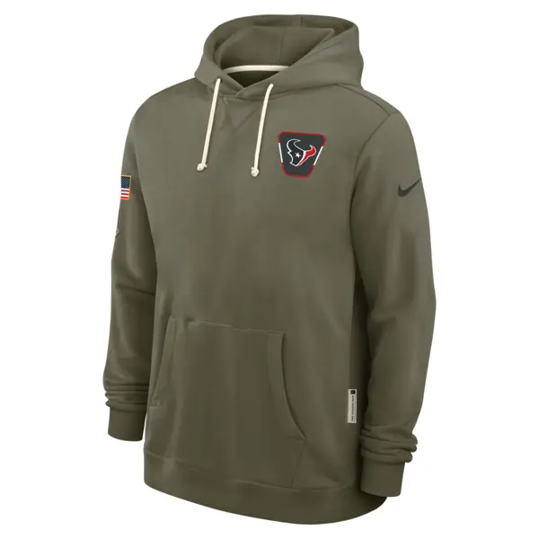 Nike Houston Texans Salute To Service Sideline Dominant Force Dri-fit Nfl Pullover Hoodie - Brown