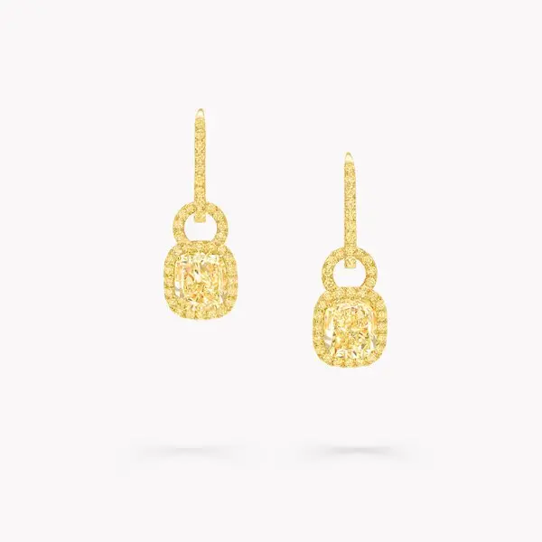 Graff Icon 8 Cushion Diamond Earrings - Yellow Gold