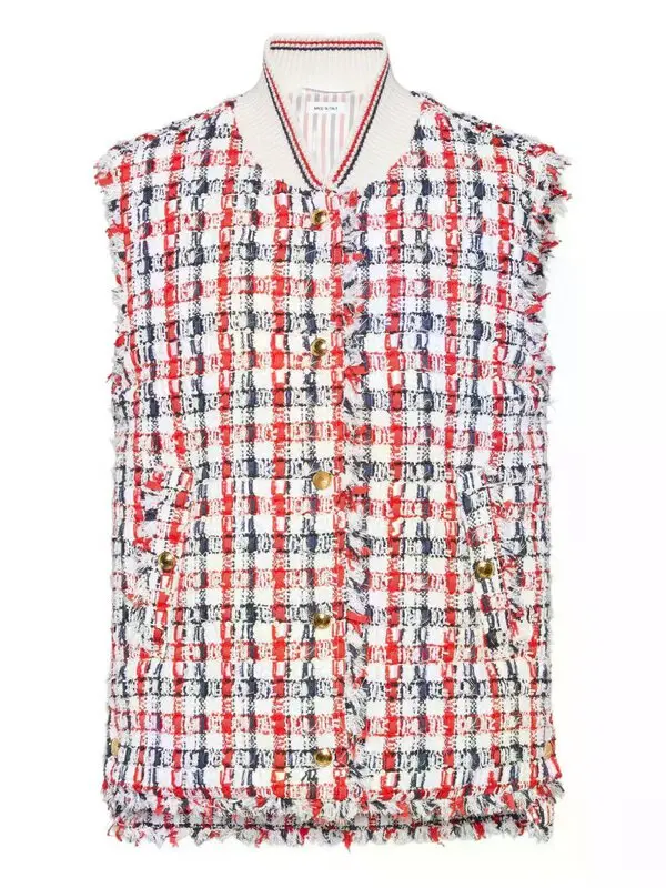 Thom Browne Gingham Tweed Quilted Vest