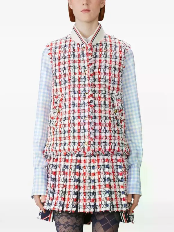 Thom Browne Gingham Tweed Quilted Vest