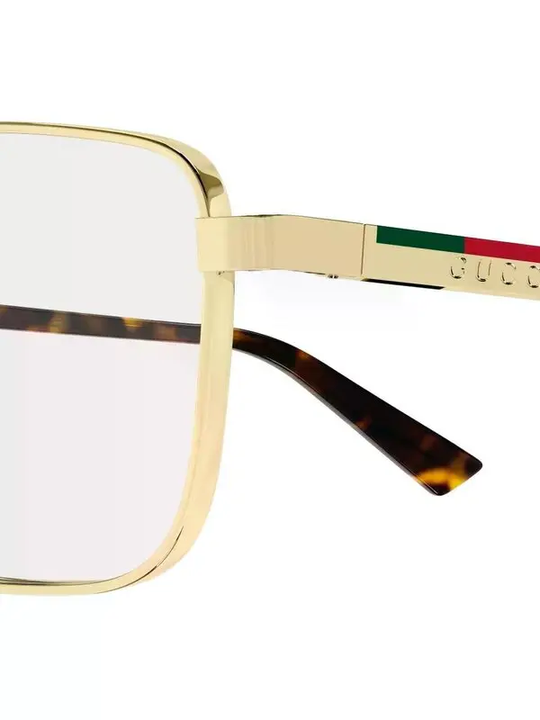 Gucci Rectangle-frame Glasses - Gold