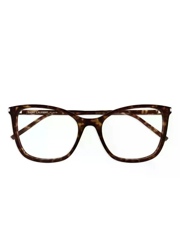 Saint Laurent Geometric Frame Glasses - Brown