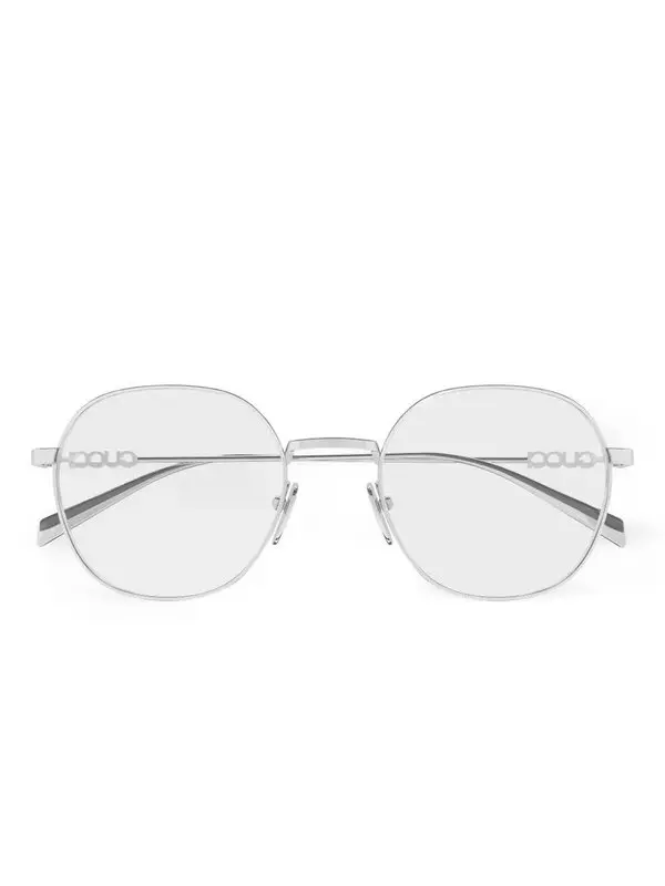 Gucci Logo Round-frame Eyeglasses - Silver