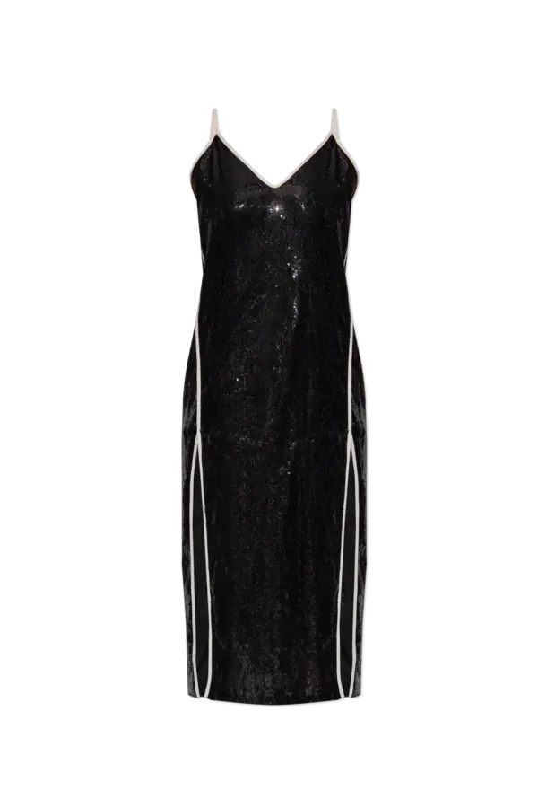 Palm Angels Sequin Slip Midi Dress With Double Slits