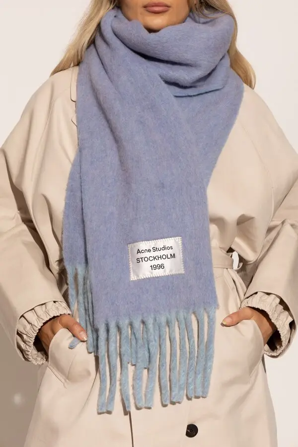 Acne Studios Scarf With Logo - Blue