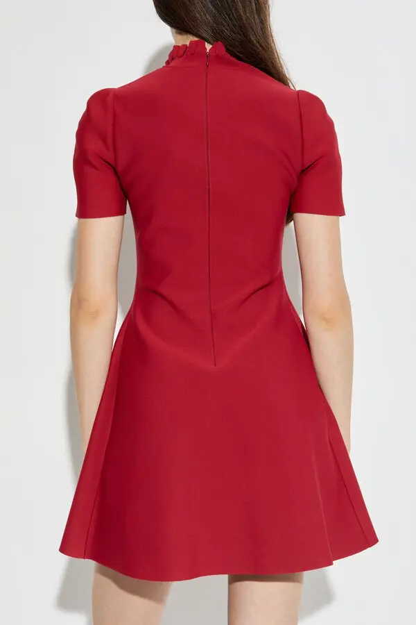 Alexander McQueen Fit & Flare Dress With Lace Insert - Red