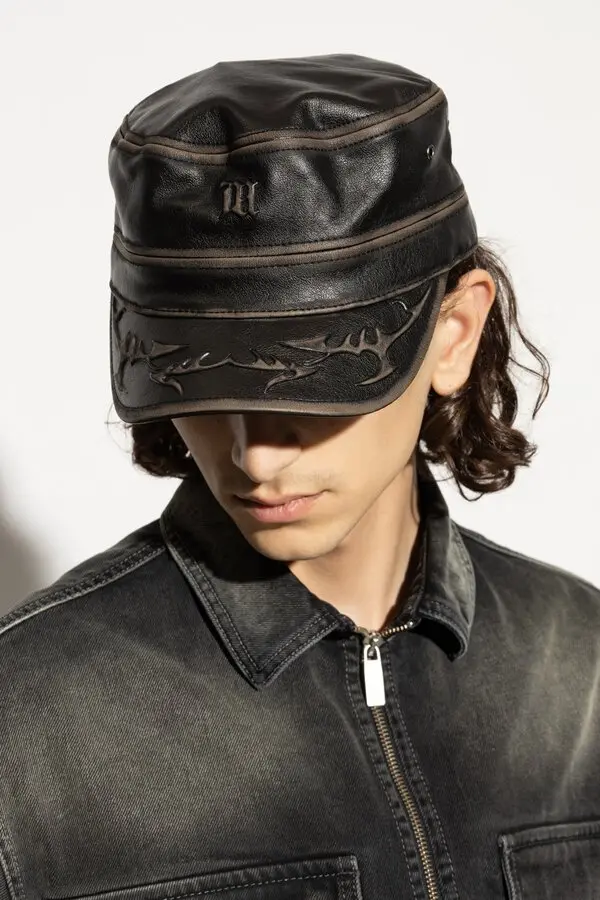 Misbhv Faux Leather Military Cap In Black - 25% Off | Editorialist