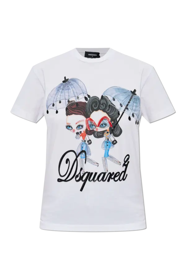 Dsquared2 T-shirt With Print And Appliqués - White