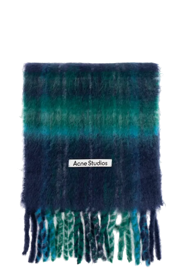 Acne Studios Scarf With Logo - Navy Blue