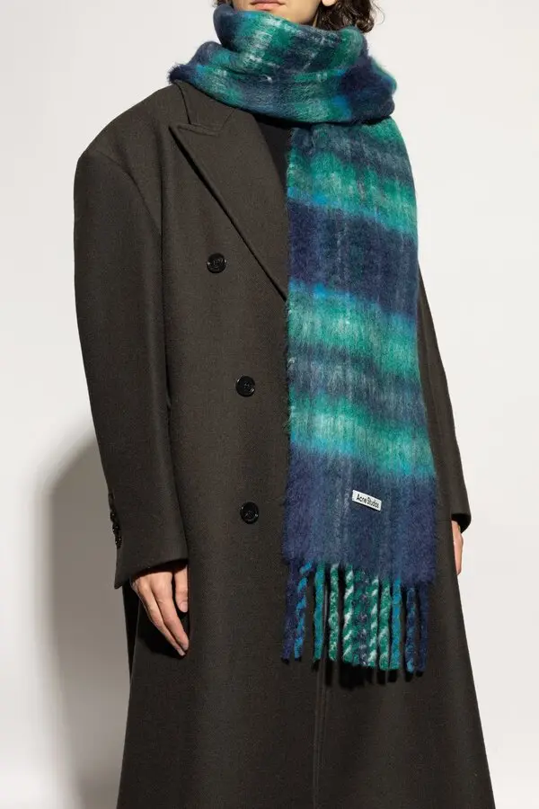 Acne Studios Scarf With Logo - Navy Blue