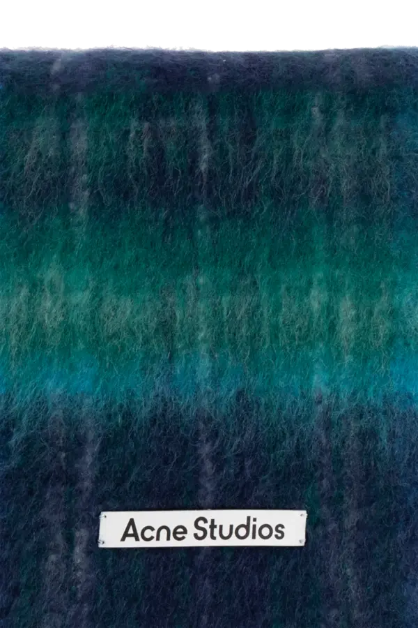 Acne Studios Scarf With Logo - Navy Blue