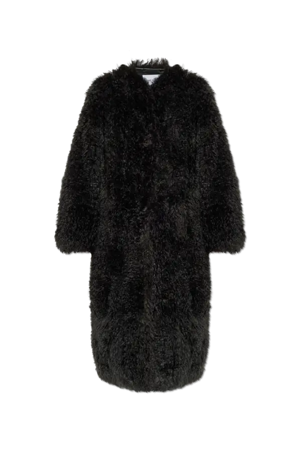 STAND STUDIO Long Faux Fur 'carolina' Coat - Black