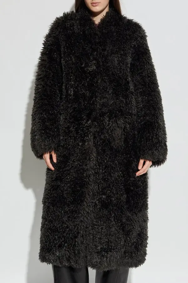 STAND STUDIO Long Faux Fur 'carolina' Coat - Black