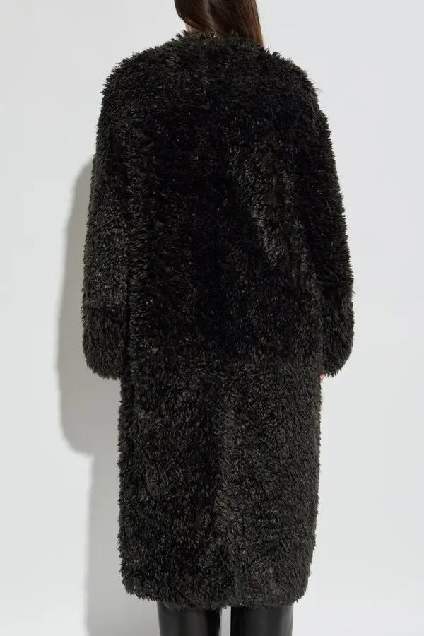 STAND STUDIO Long Faux Fur 'carolina' Coat - Black