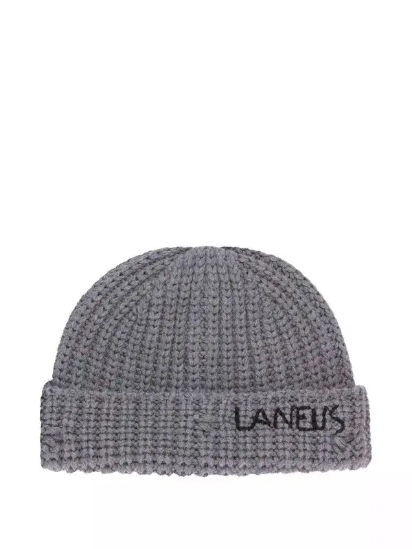 LANEUS Logo-embroidered Beanie - Grey