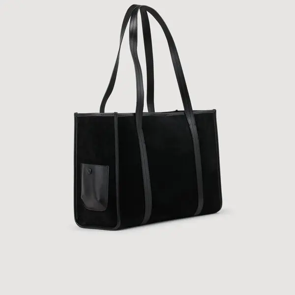 Sandro Soft Suede Leather Shopping Bag