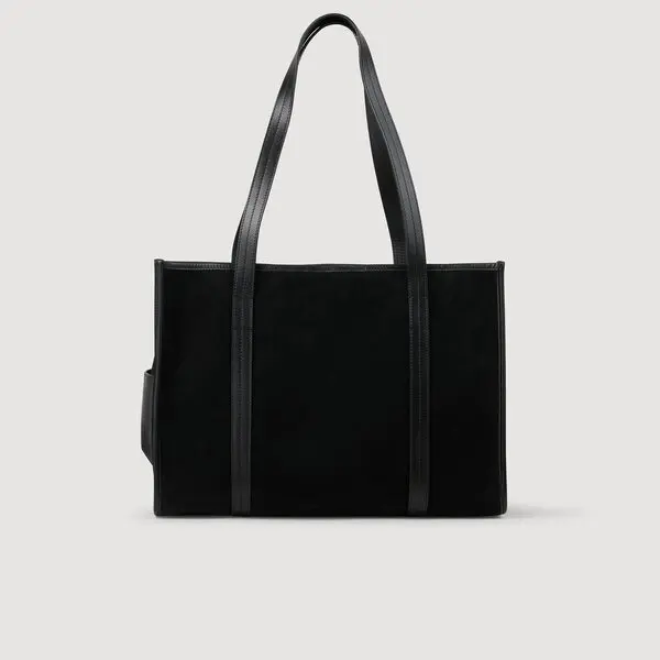 Sandro Soft Suede Leather Shopping Bag