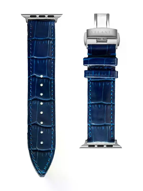 VELANTE Leather Apple Watch Strap - Blue