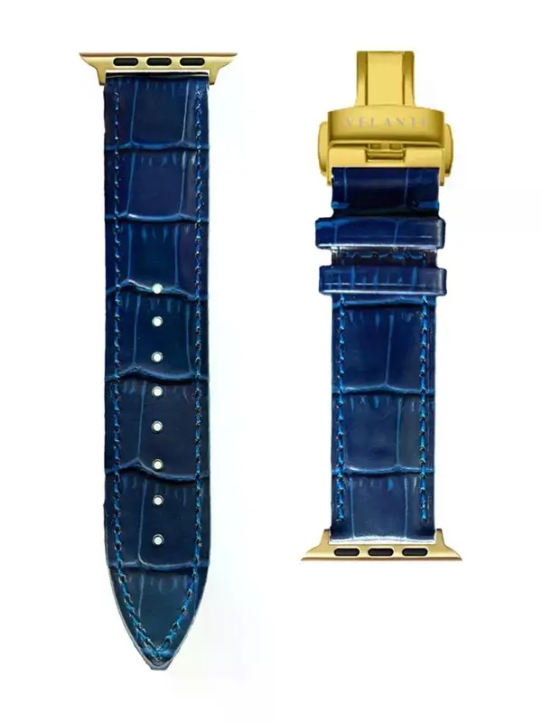 VELANTE Leather Apple Watch Strap - Blue