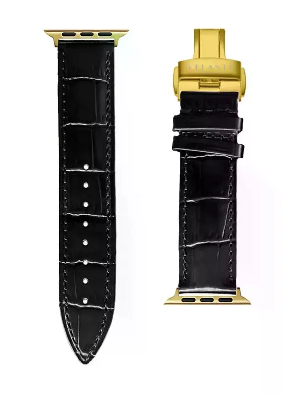 VELANTE Leather Apple Watch Strap - Black