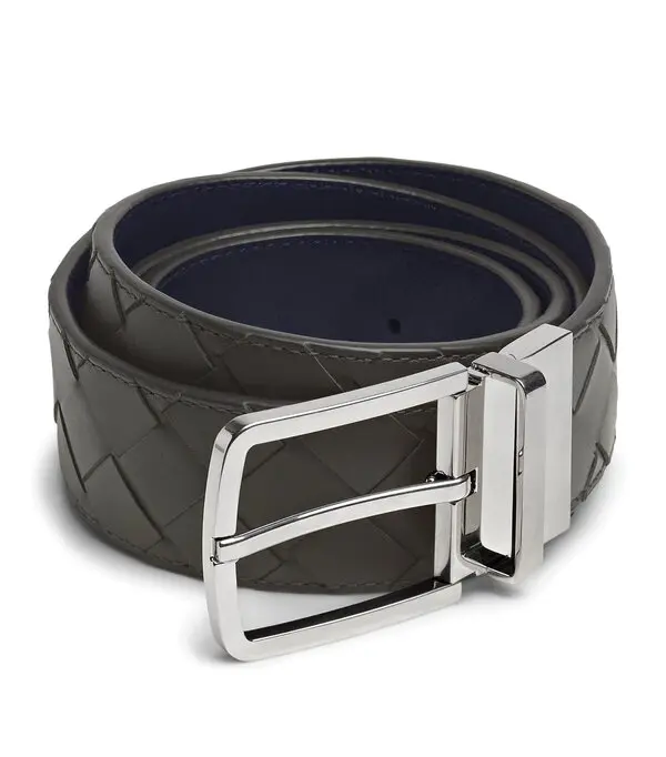Bottega Veneta Leather Intrecciato Reversible Belt