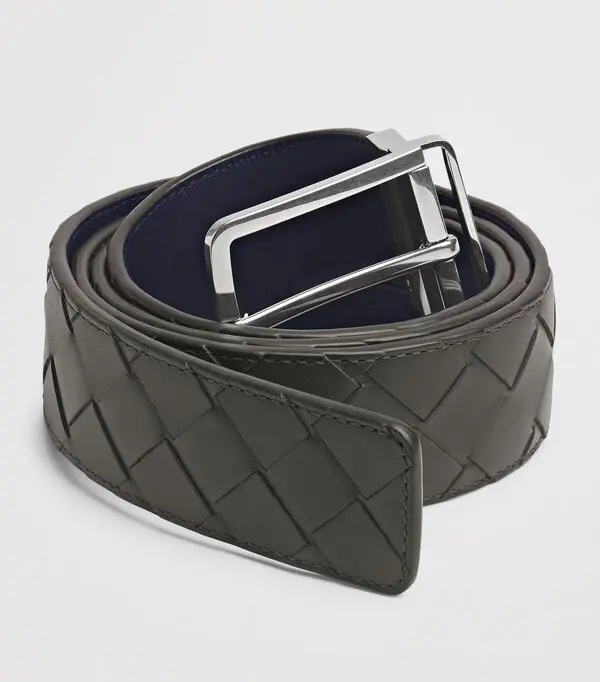 Bottega Veneta Leather Intrecciato Reversible Belt