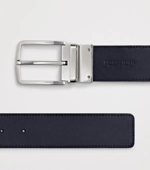 Bottega Veneta Leather Intrecciato Reversible Belt
