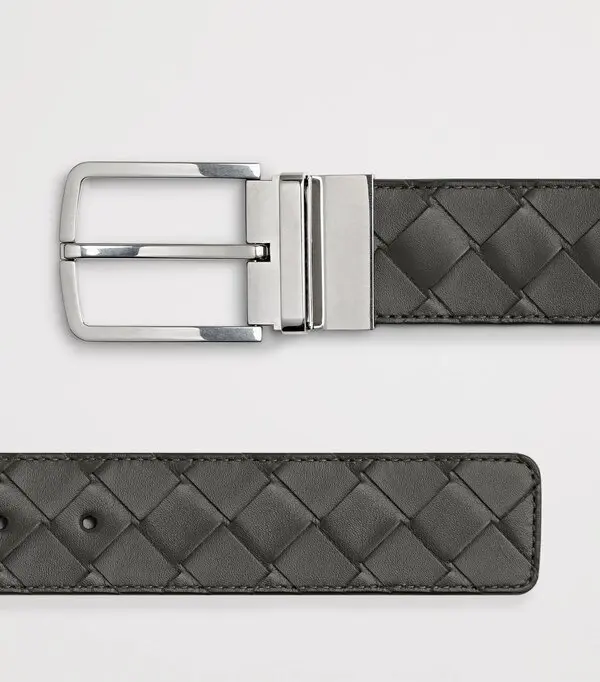 Bottega Veneta Leather Intrecciato Reversible Belt