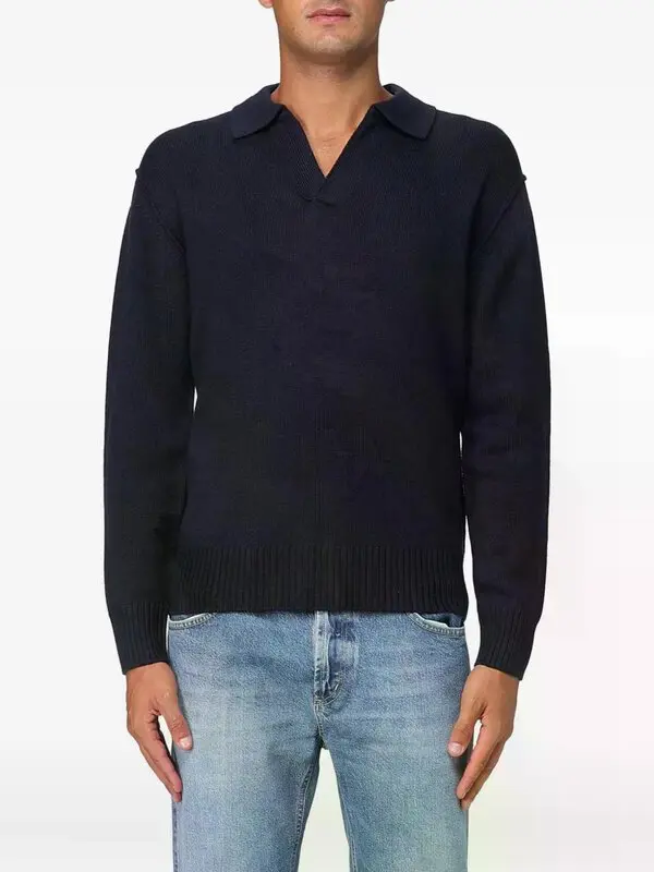 PAOLO PECORA Polo-collar Jumper - Blue
