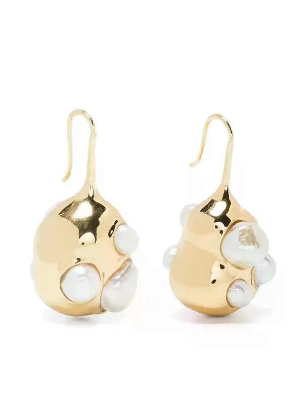RYENN'S EYES X Quentin Jones 14ct Plated Brass Drop Earrings With Pearl Detailing - Gold